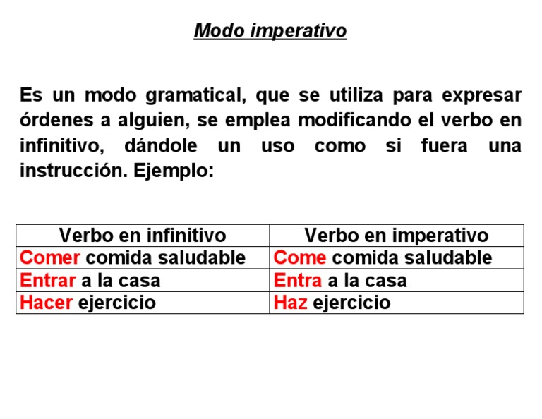 Ejemplos de Modo Imperativo en Español | PDF