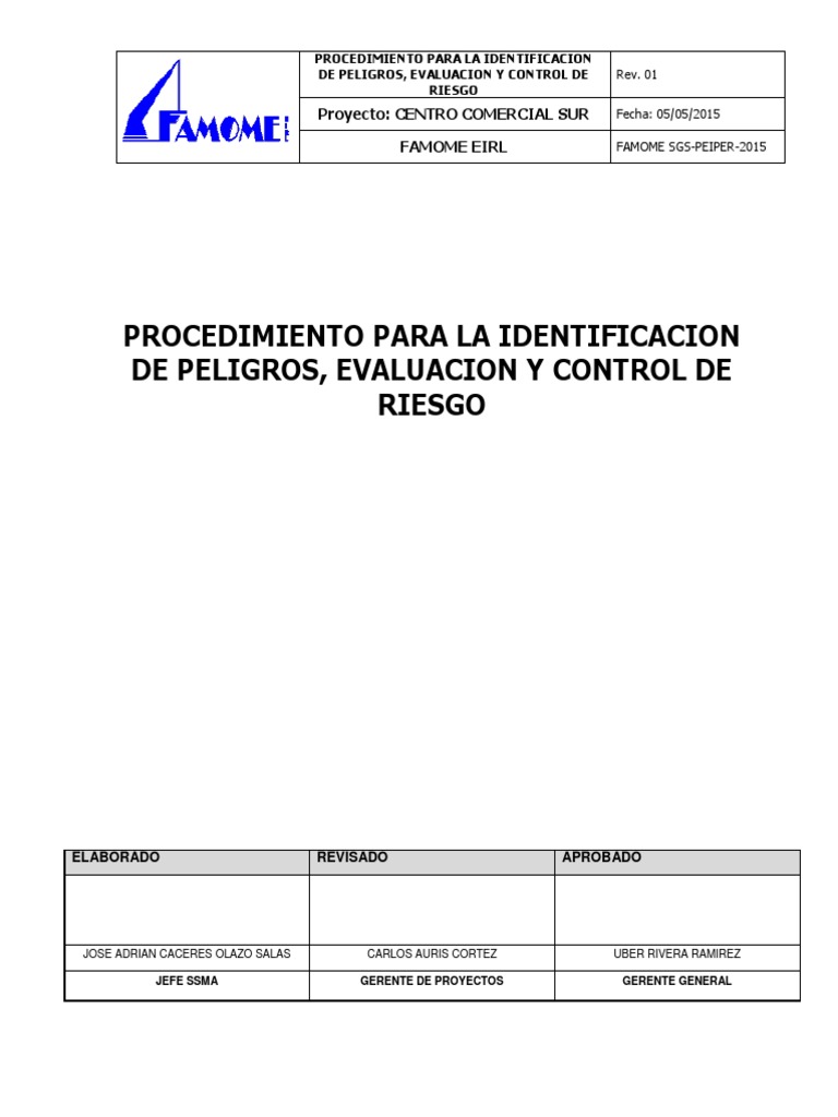 Procedimiento para La Elaboracion Del IPER | PDF | Evaluación de riesgos | Evaluación