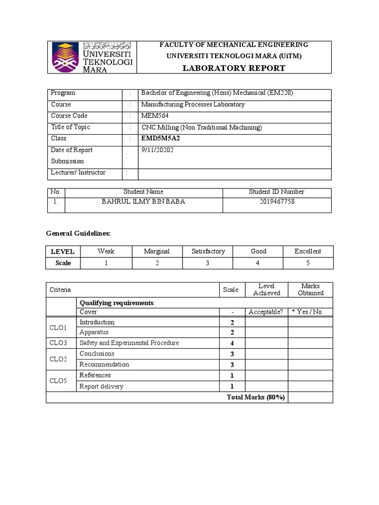 Laboratory Report: Faculty of Mechanical Engineering Universiti ...