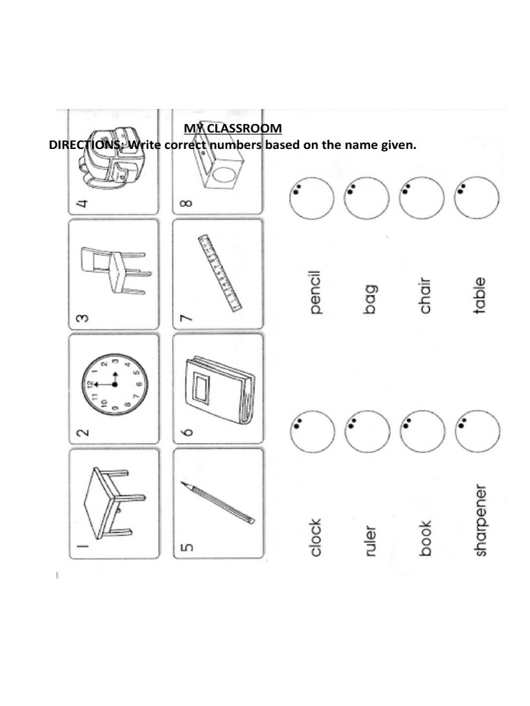 My Classroom DIRECTIONS: Write Correct Numbers Based On The Name Given ...