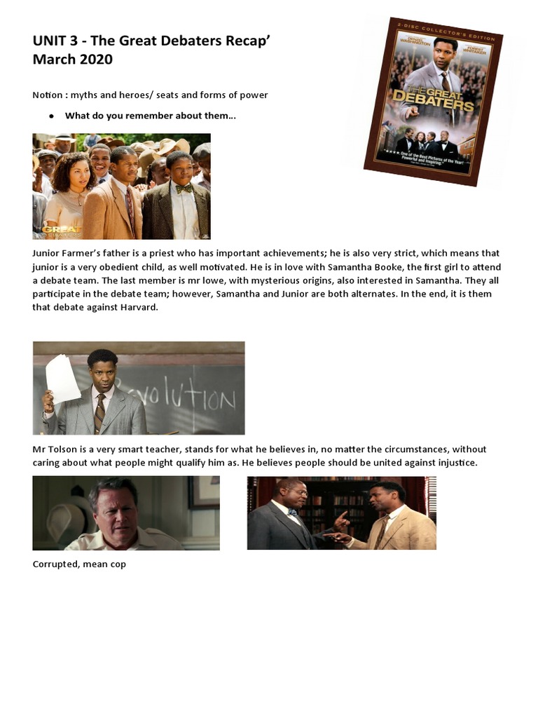 The Great Debaters Recap Handout | Lynching