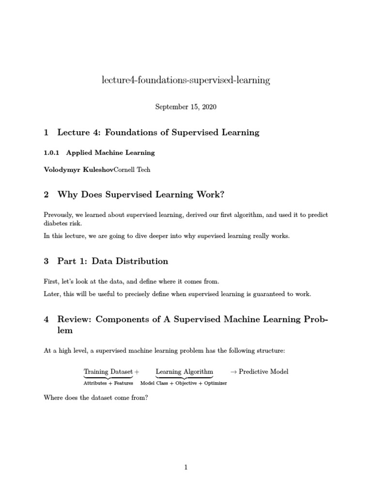 Lecture4 Foundations Supervised Learning | PDF | Applied Mathematics ...