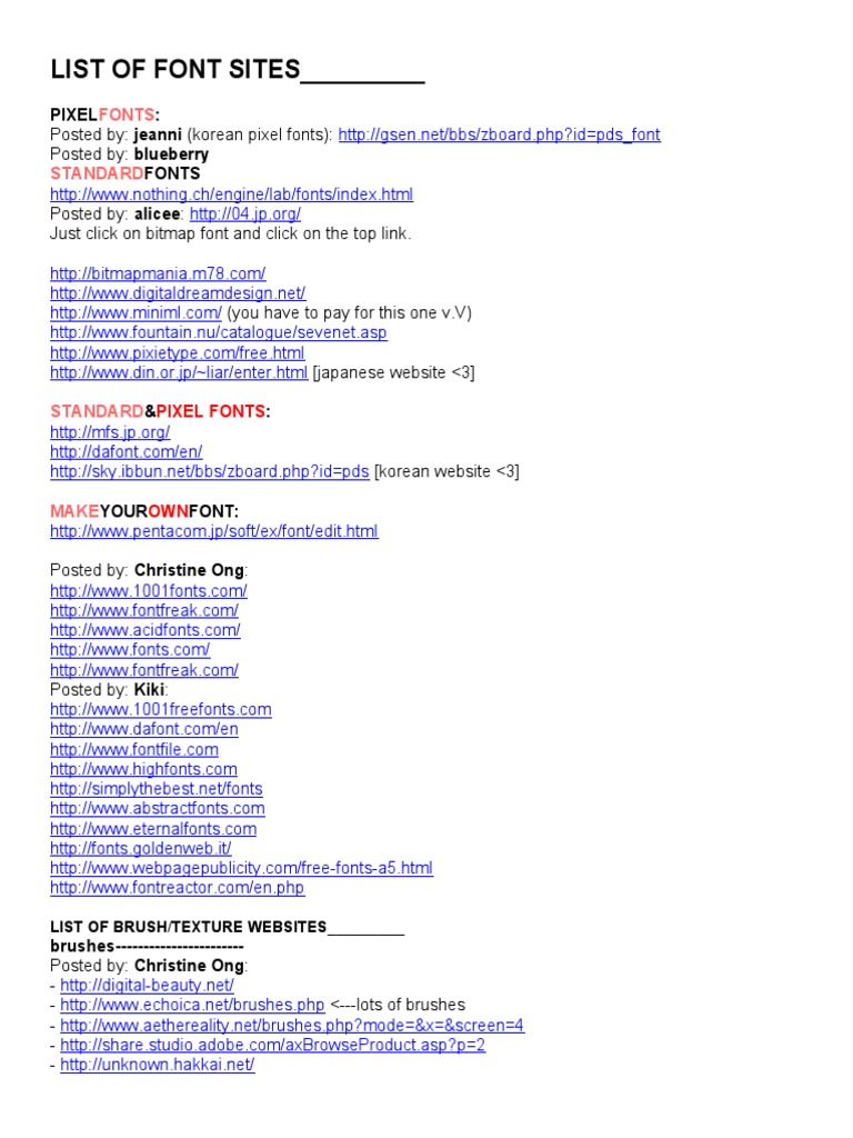 List of Font Sites | PDF | Computer Graphics | Graphics