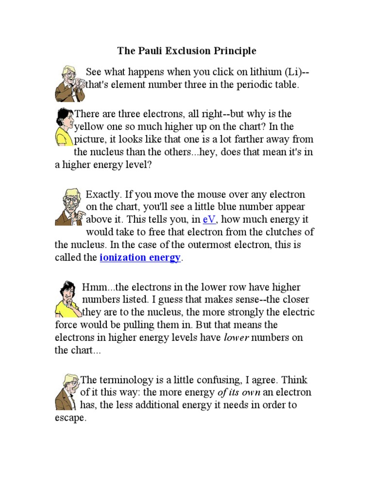 The Pauli Exclusion Principle | PDF | Periodic Table | Electron ...