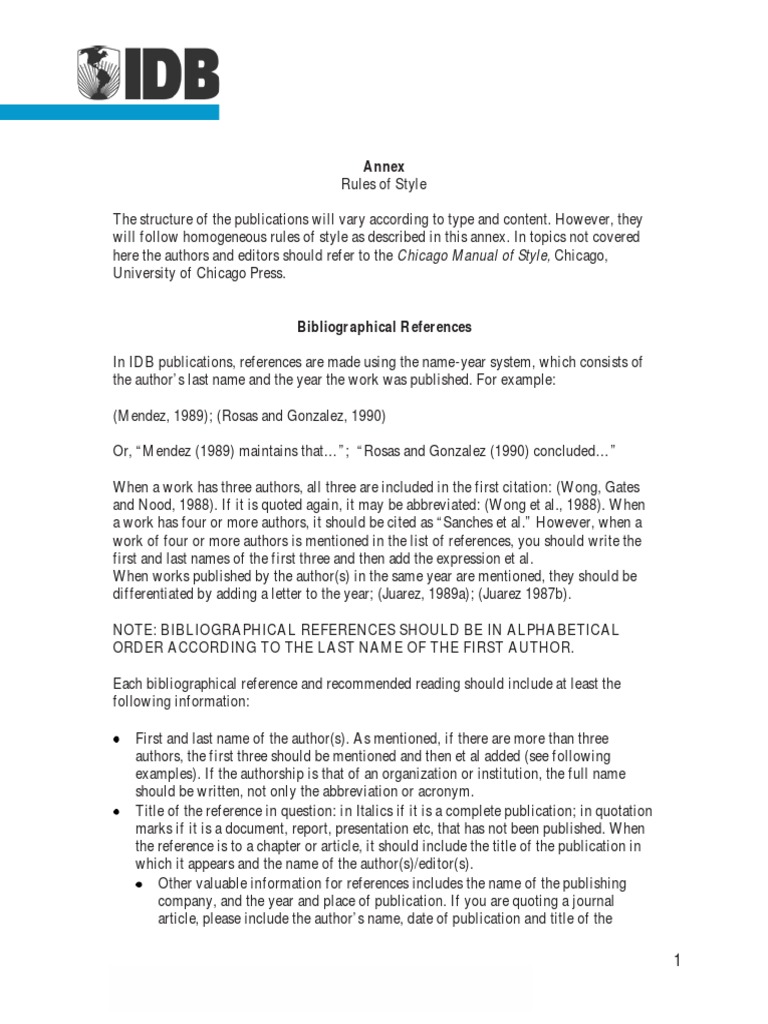 IDB Bibliographical Reference Guidelines | PDF | Reference | Publications