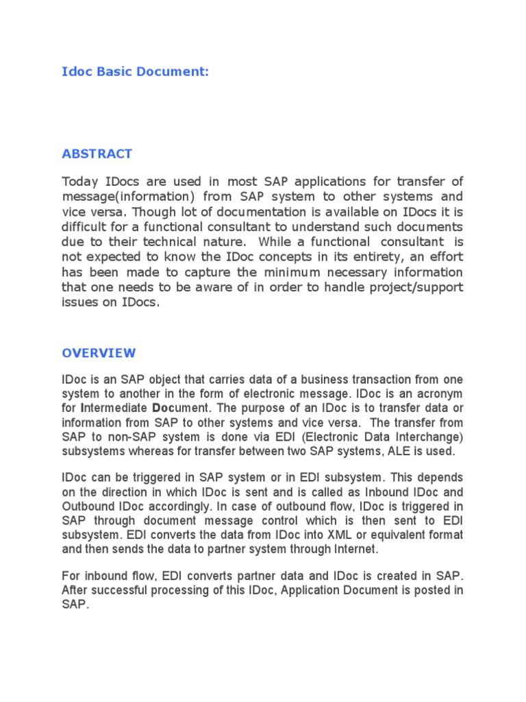 Idoc Basic Document Gokul | PDF | Electronic Data Interchange | Information Technology