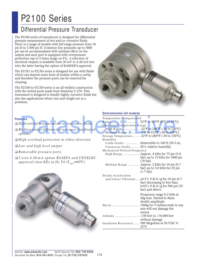 Datasheet - Live Datasheet - Live: P2100 Series | PDF | Pressure ...