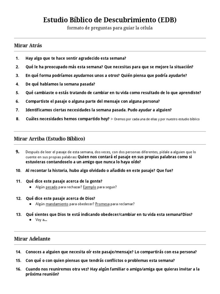 Estudio Biblico de Descubrimiento (Formatoparacelulas) | PDF
