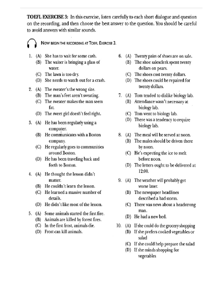 Toefl Exercise 3 | PDF