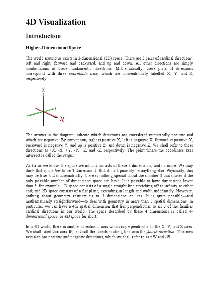 4D Visualization: Higher-Dimensional Space | PDF | Cartesian Coordinate ...