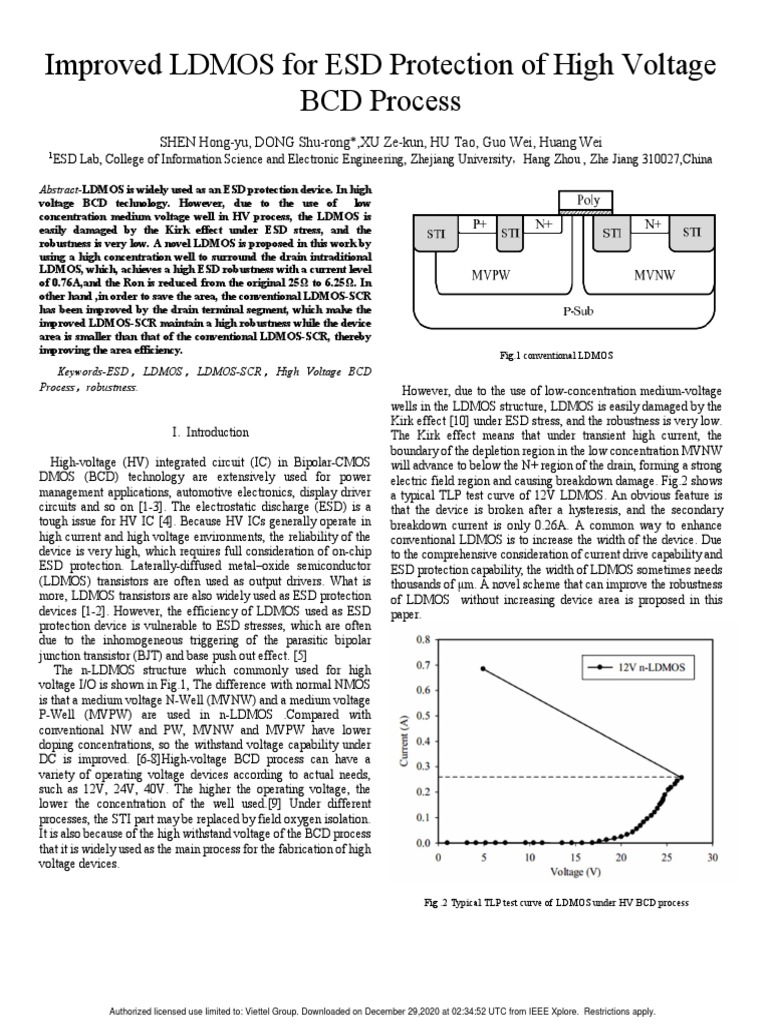 Improved LDMOS For ESD Protection of High Voltage BCD Process | PDF ...