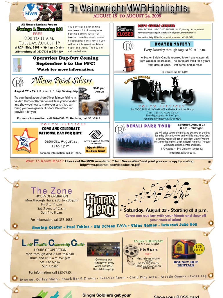 MWR Events Aug 18 To Aug 24 | PDF | Leisure
