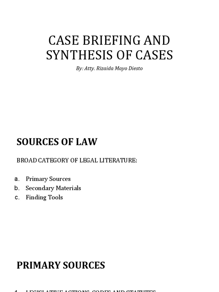 Case Briefing and Synthesis of Cases PDF | PDF | Defamation | Witness