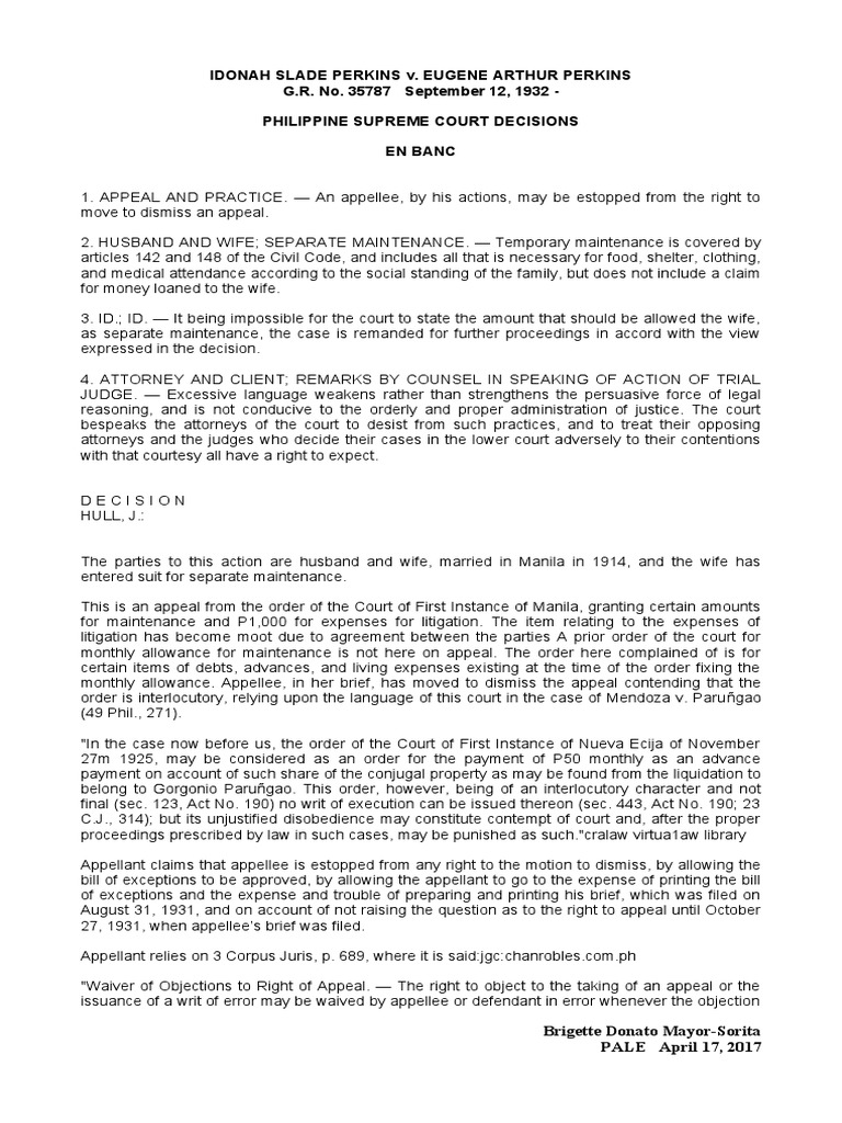 Perkins Vs Perkins Full Text | PDF | Appeal | Lawsuit