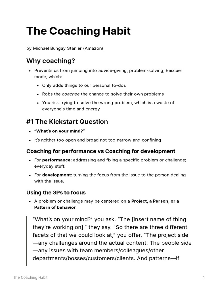 The Coaching Habit | PDF