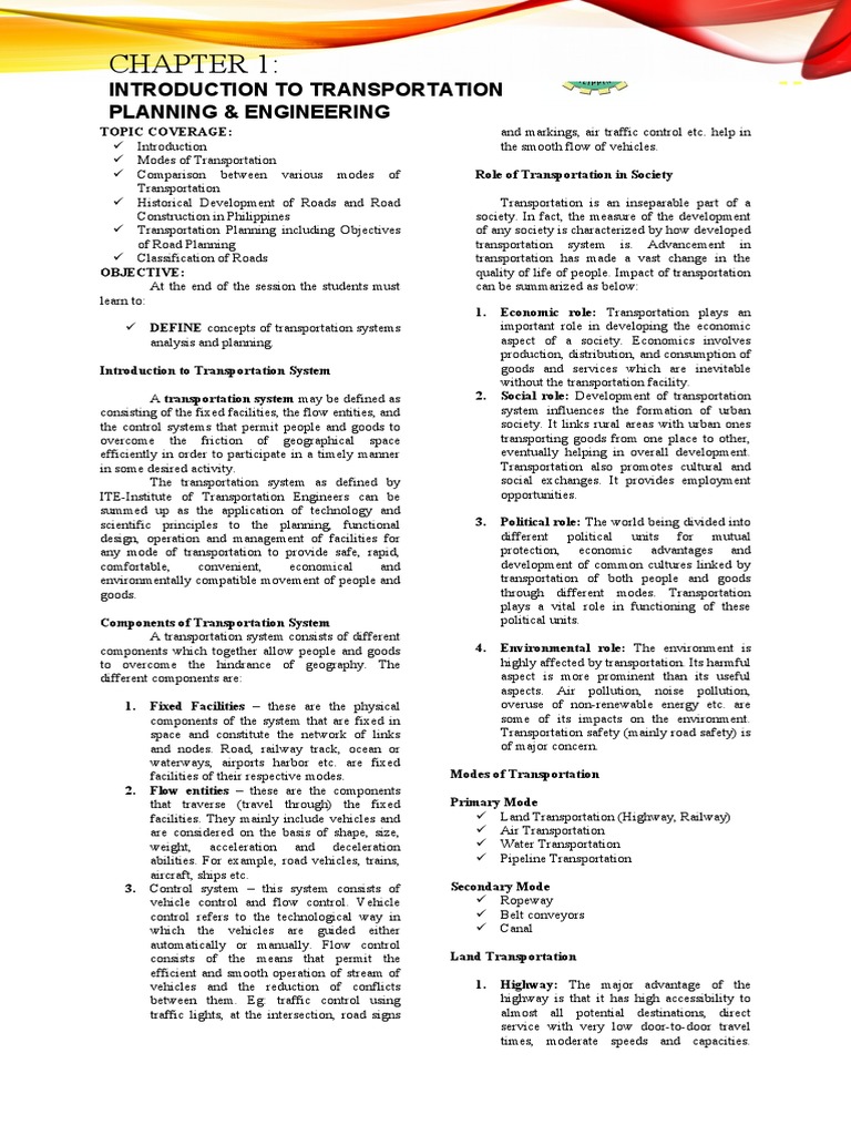 Introduction To Transportation Planning & Engineering | Download Free ...
