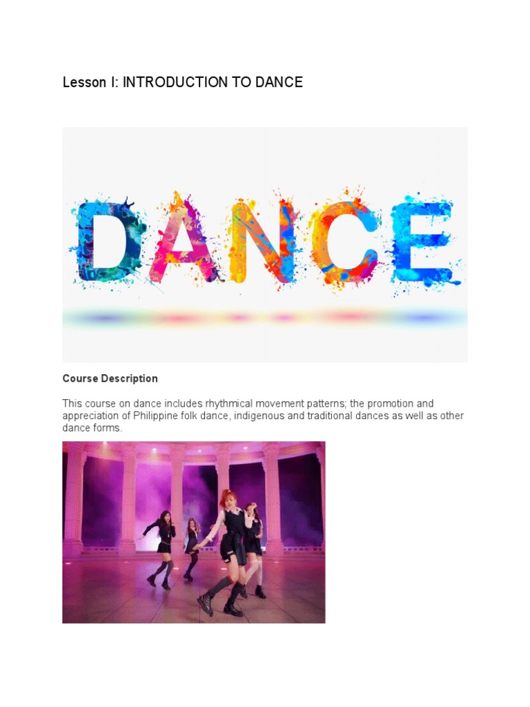 Lesson I: Introduction To Dance: Course Description | PDF | Dances | Foot