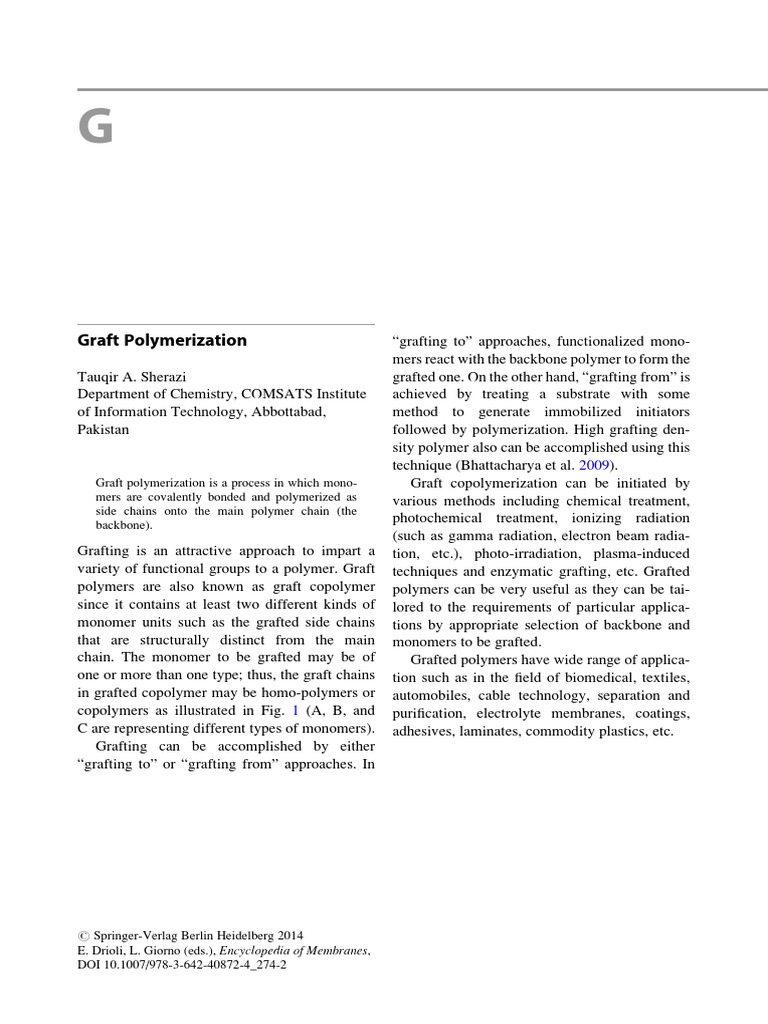 Graft Polymerization | PDF | Copolymer | Polymers