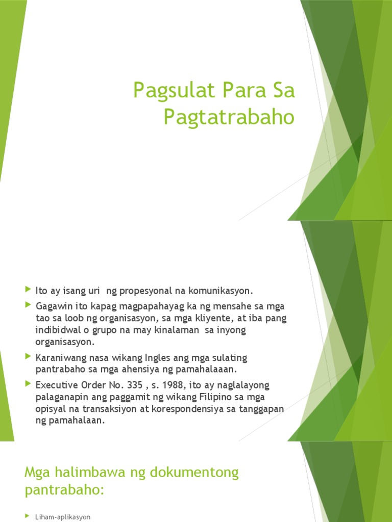 Pagsulat para Sa Pagtatrabaho | PDF