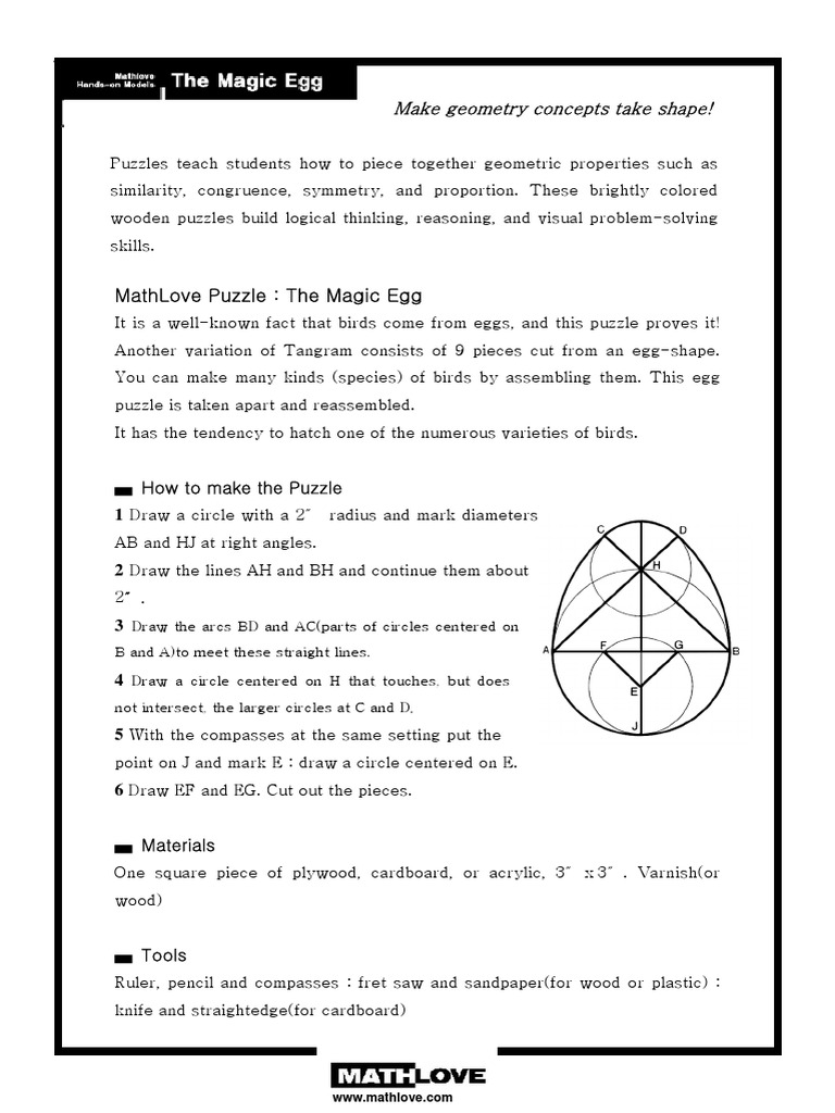 Mathlove Puzzle: The Magic Egg: Make Geometry Concepts Take Shape! | PDF