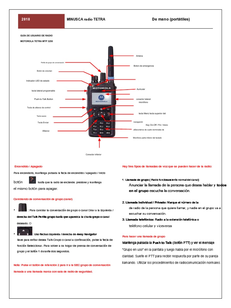 MOTOROLA 3250 User Guide Tetra Espanol MTP II - En.es | PDF | Teléfono ...