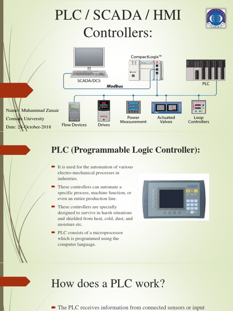 PLC / Scada / Hmi Controllers:: Name: Muhammad Zunair Comsats University Date: 28-October-2018 ...