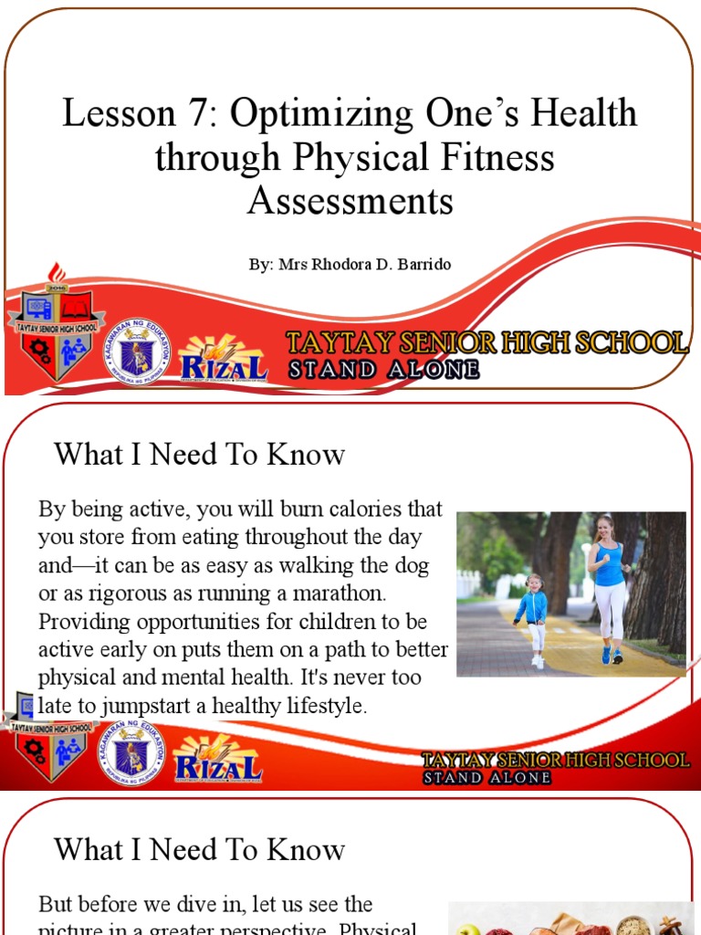 Lesson 7: Optimizing One's Health Through Physical Fitness Assessments ...
