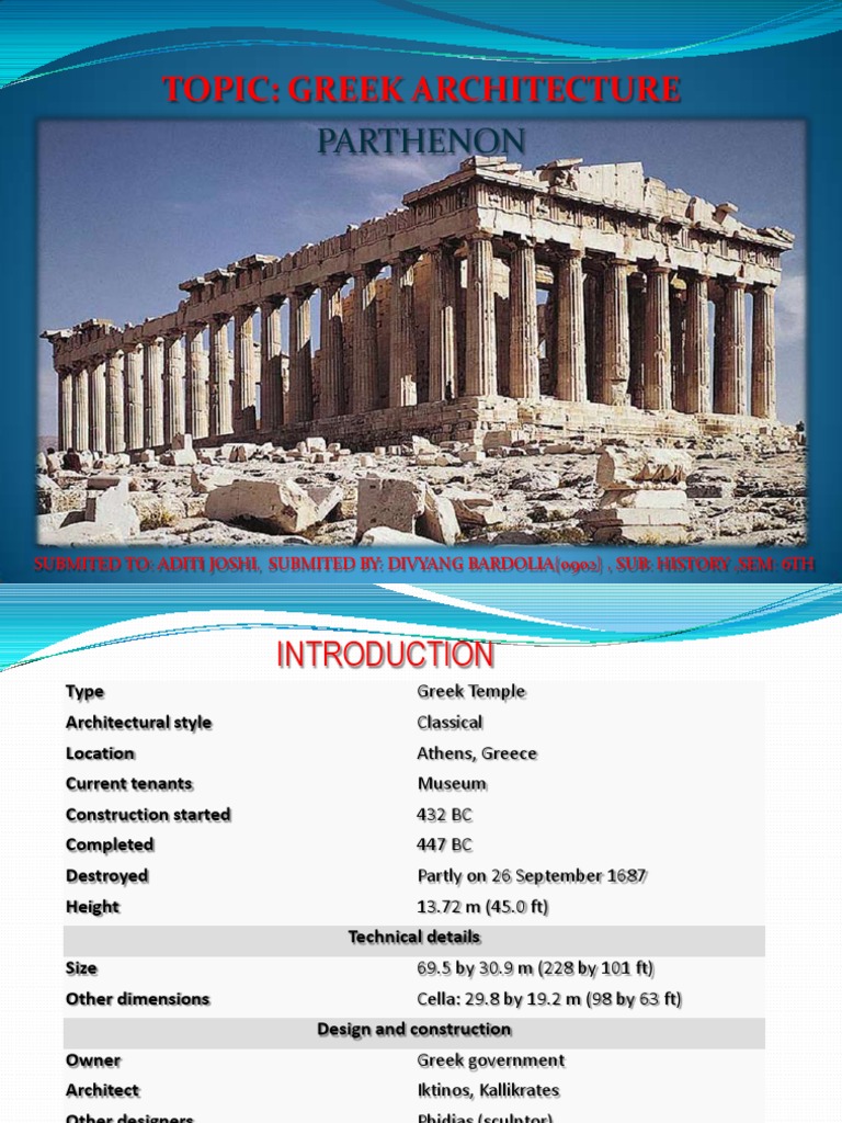 Topic: Greek Architecture: Parthenon | PDF | Greece | Climate