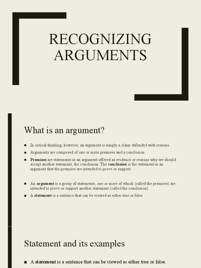 Recognizing Arguments | Download Free PDF | Argument | Reason