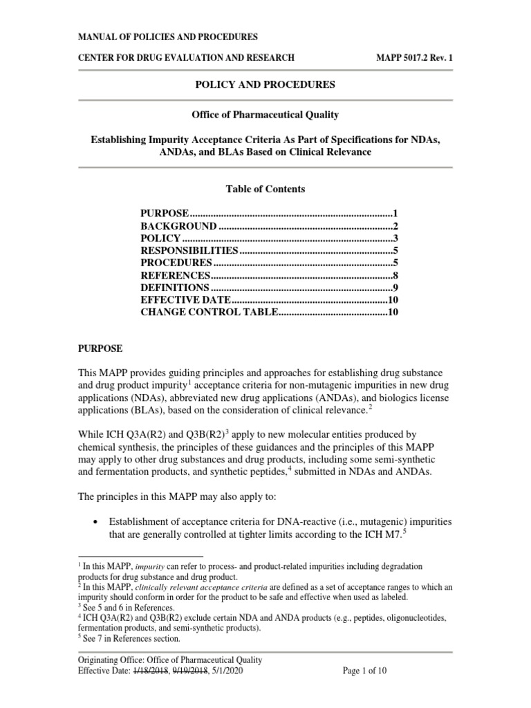 Manual of Policies and Procedures Center For Drug Evaluation and ...