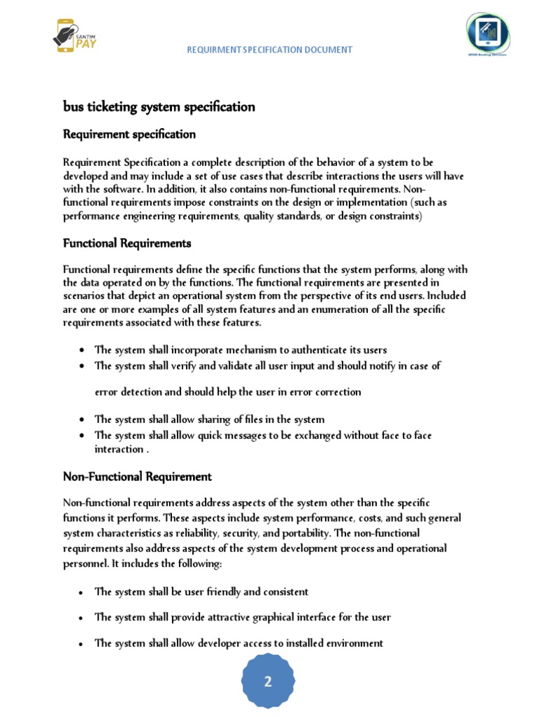Bus Ticketing System Specification Final | PDF | Ticket (Admission ...