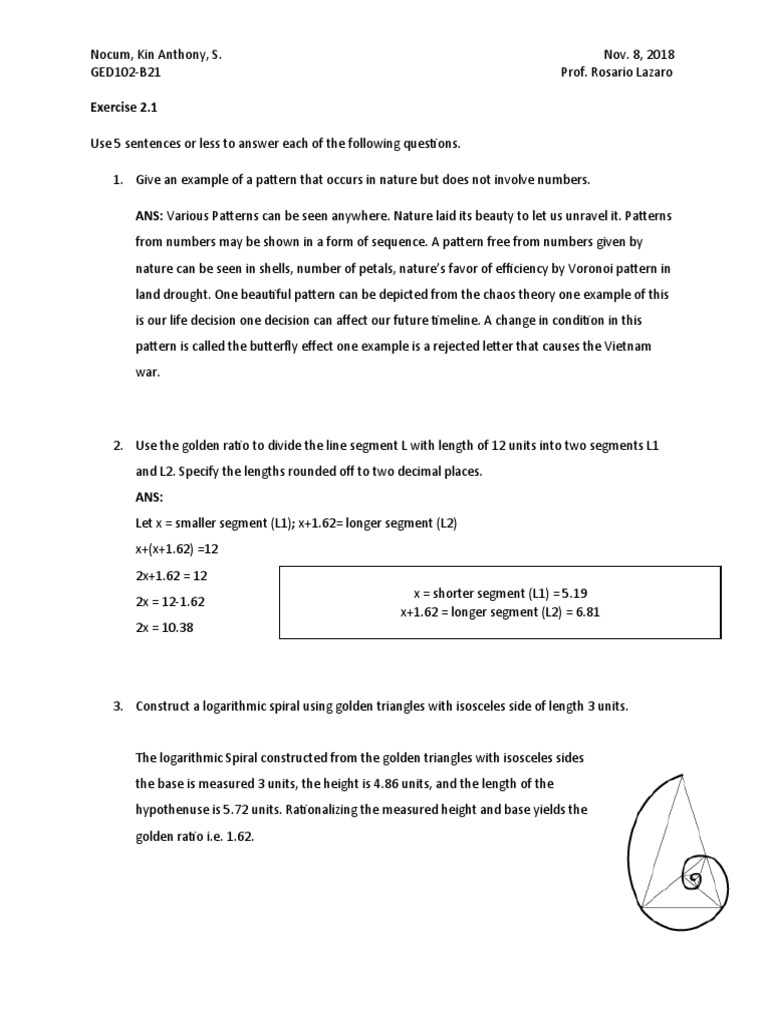 Exercise 1-2 (1) MMW | PDF | Ratio | Length