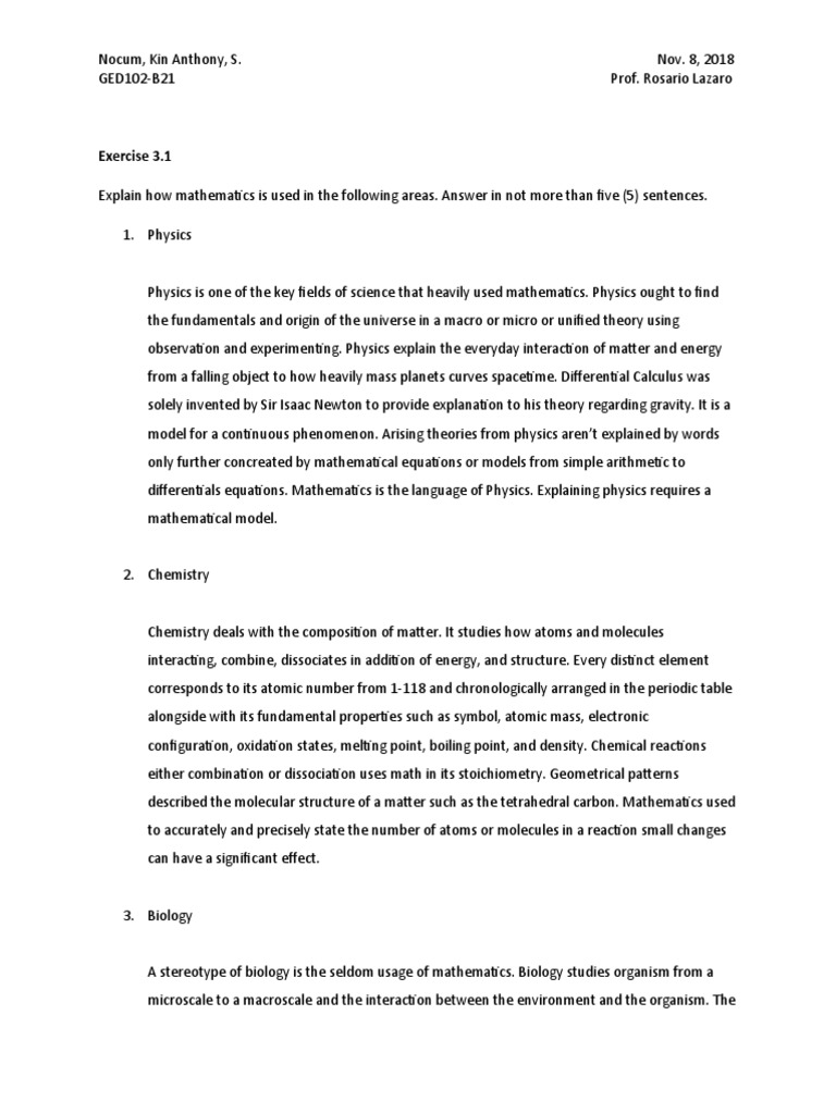 Exercise 1-3 (1) MMW | PDF | Teaching Mathematics | Molecules
