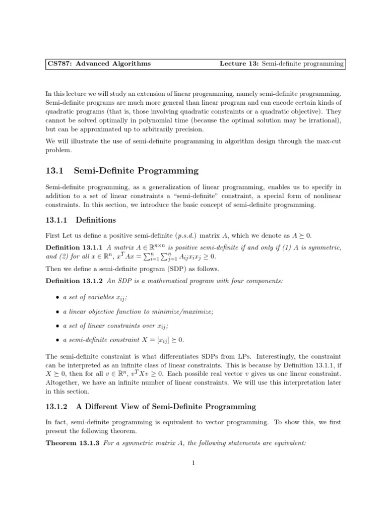 Lec13 PDF | PDF | Eigenvalues And Eigenvectors | Linear Programming