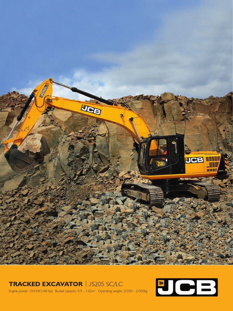 JCB JS205 SC/LC Excavator Specifications | PDF | Engines | Bearing ...