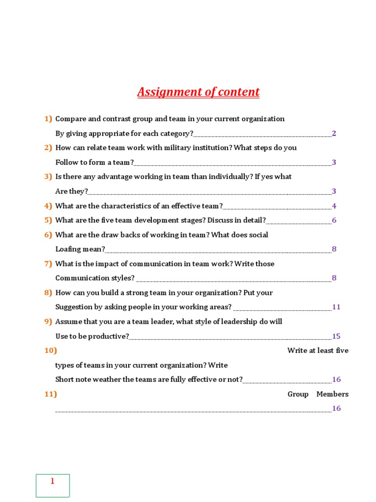 Team Work Assignment | PDF | Leadership | Goal
