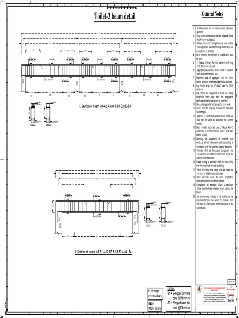 Toilet Beam Detail Specifications | PDF | Composite Material | Concrete