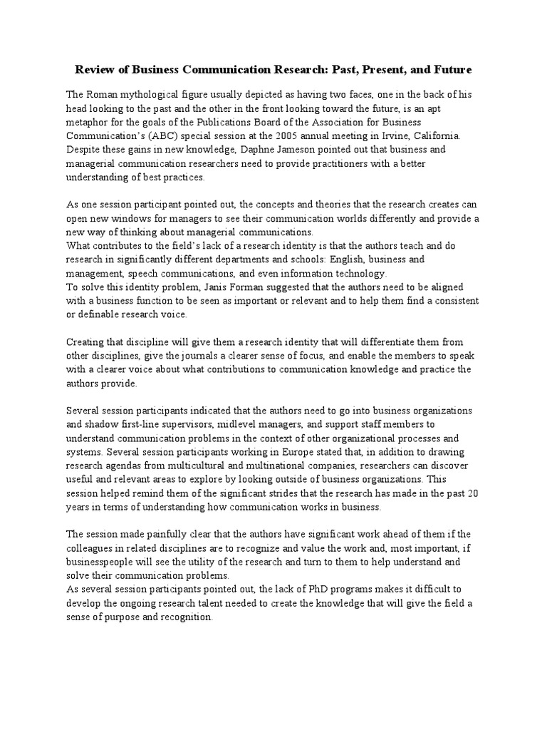 Review - Business Communication Research | PDF | Doctor Of Philosophy ...