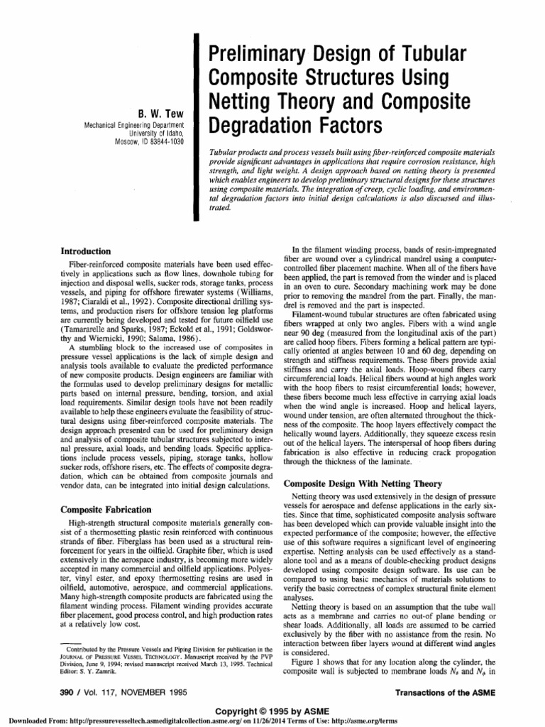 Preliminary Design of Tubular Composite Structures Using Netting Theory ...