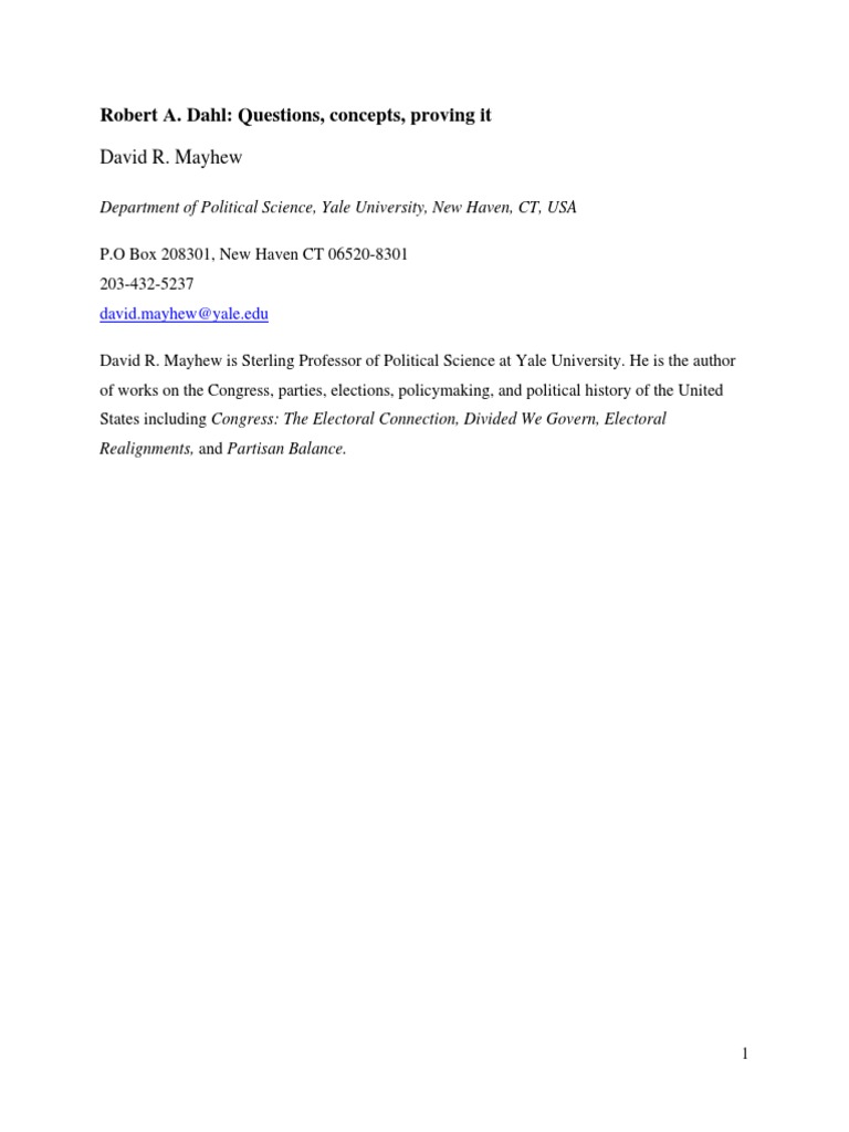 Dahl - Questions Concepts Proving It | PDF | Democracy | Political ...