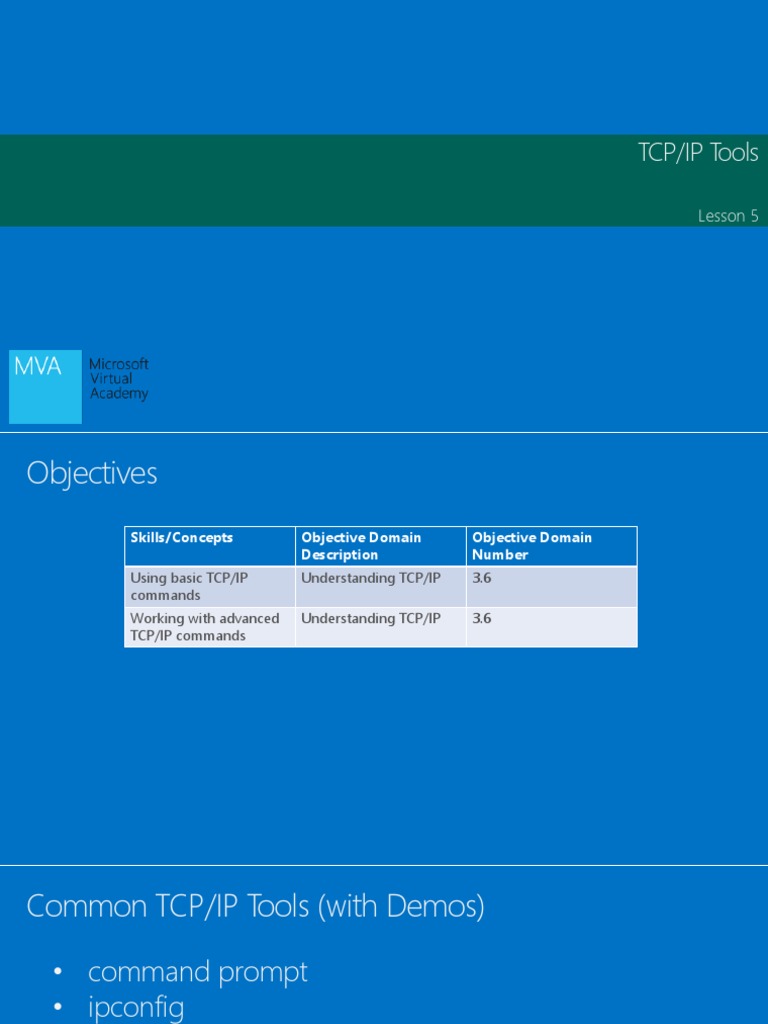 TCP/IP Tools: Lesson 5 | Download Free PDF | Ip Address | Internet ...