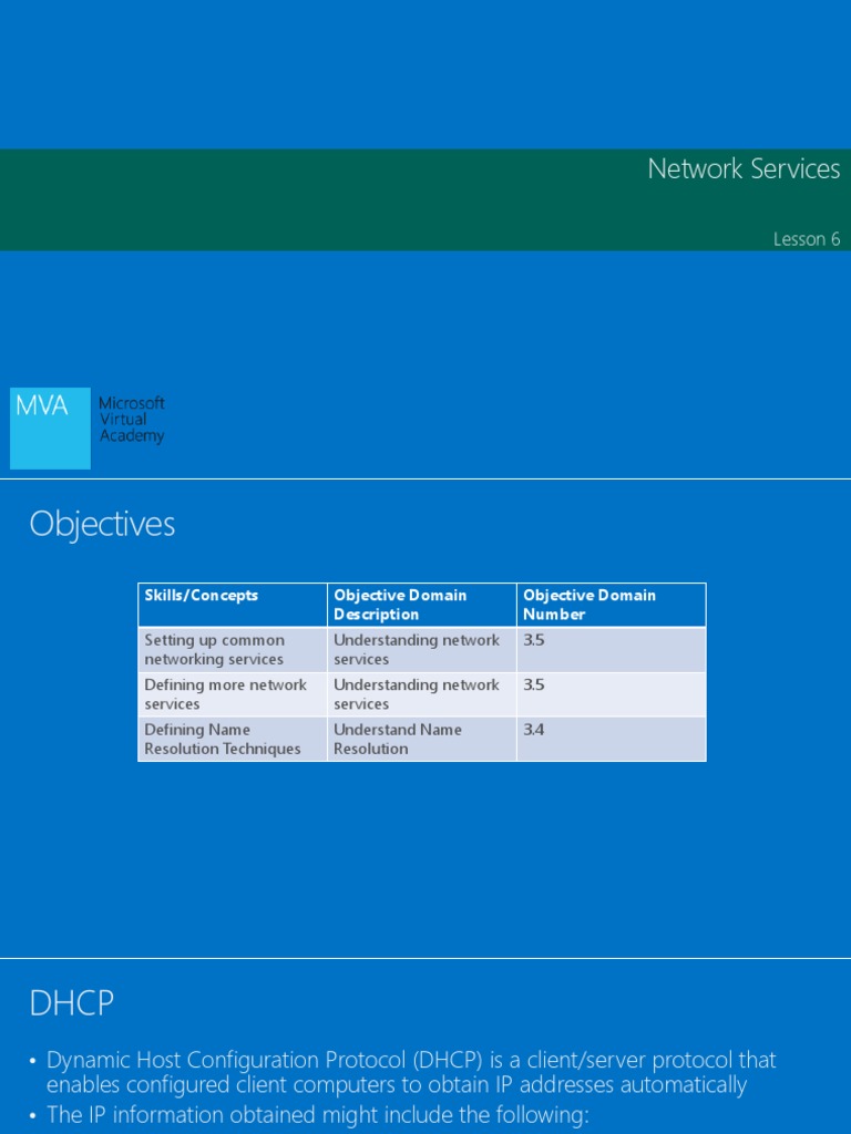 Network Services: Lesson 6 | PDF | Ip Address | Domain Name System