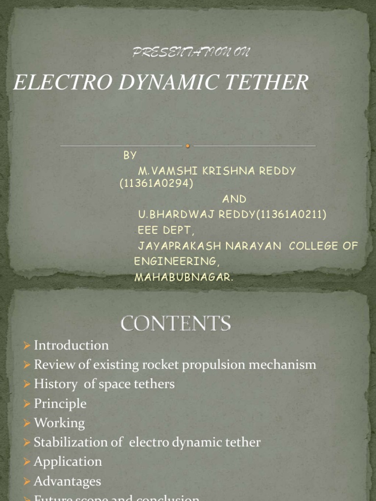 Electro Dynamic Tether | PDF | Spacecraft Propulsion | Spaceflight