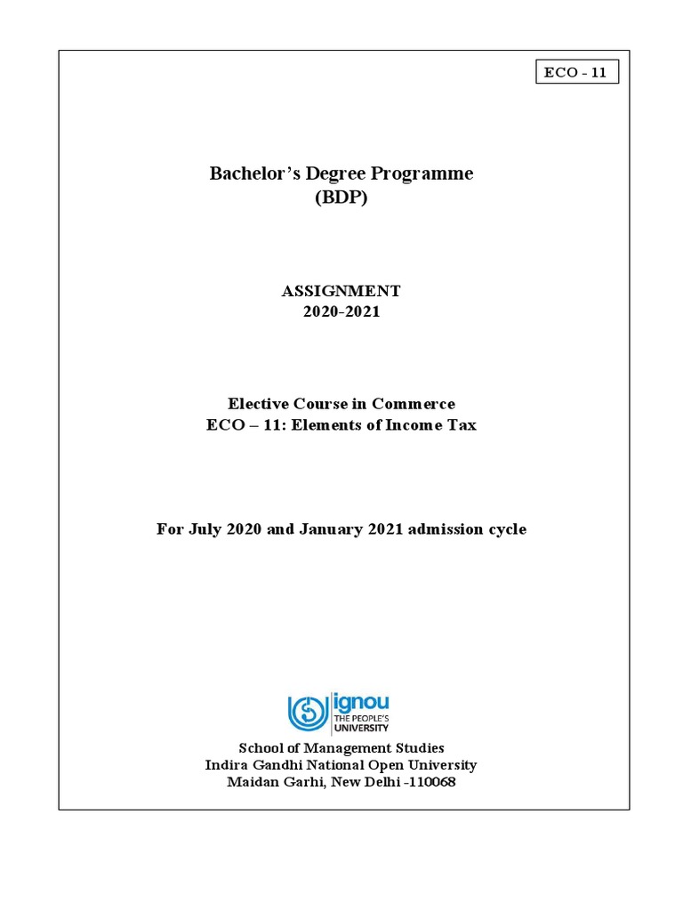 ECO-11 Assignments 2020-21 (English) PDF | PDF | Salary | Employment