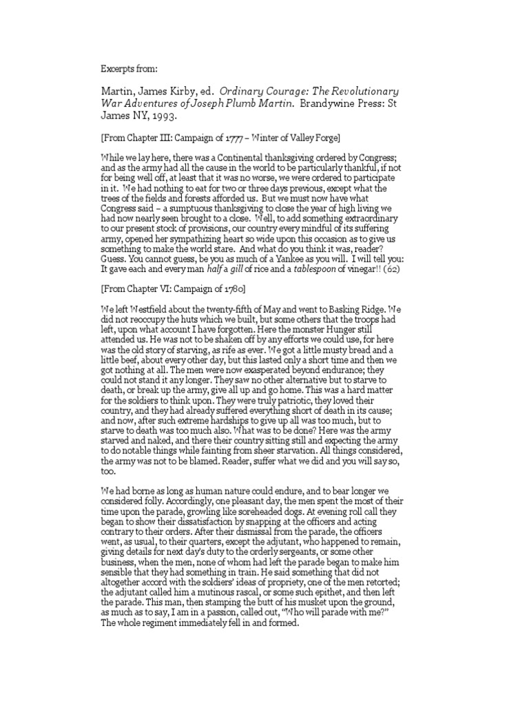 Joseph Plumb Martin | PDF | Valley Forge | Mutiny