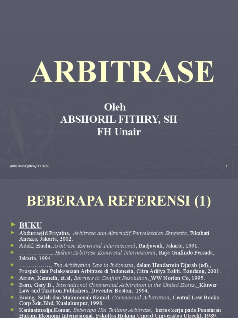 Arbitrase: Oleh Abshoril Fithry, SH FH Unair | PDF | Arbitration | Civil Procedure