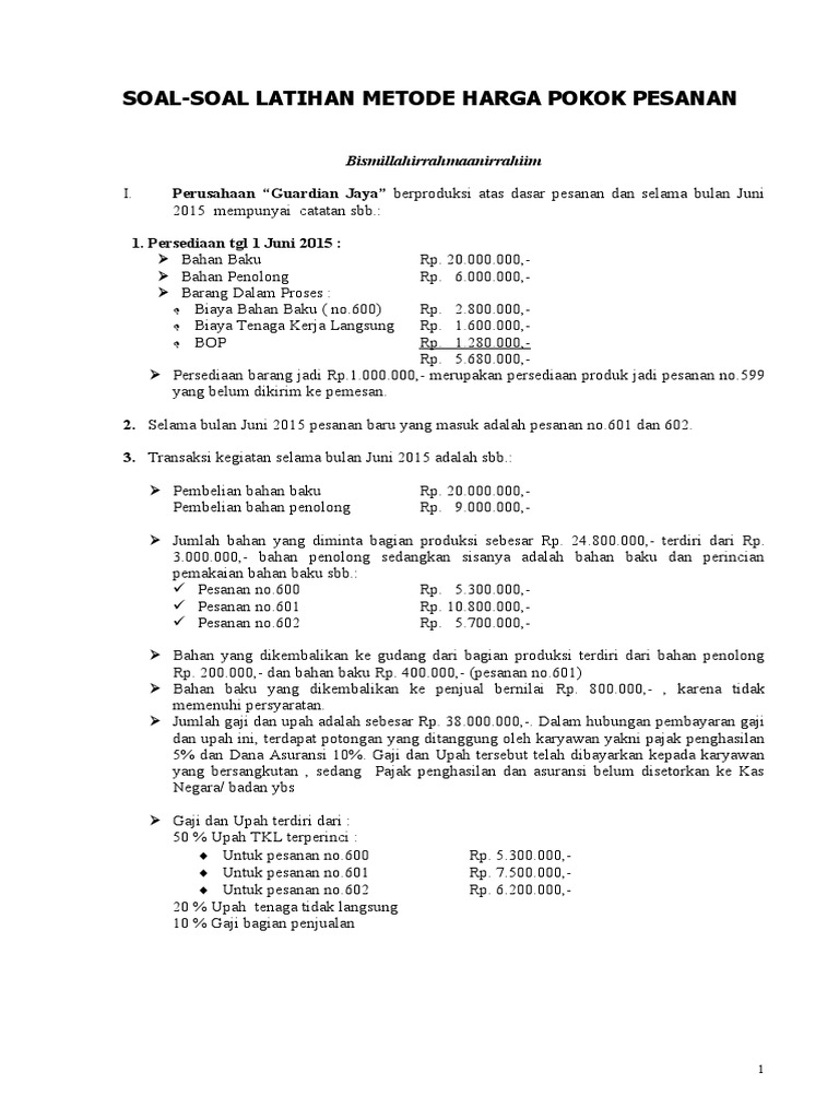 HPP SOAL LATIHAN | PDF