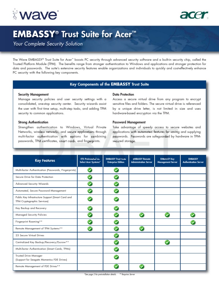 Acer Security Suite - EMBASSY TPM Solution Spec - v1.0 | PDF | Password ...