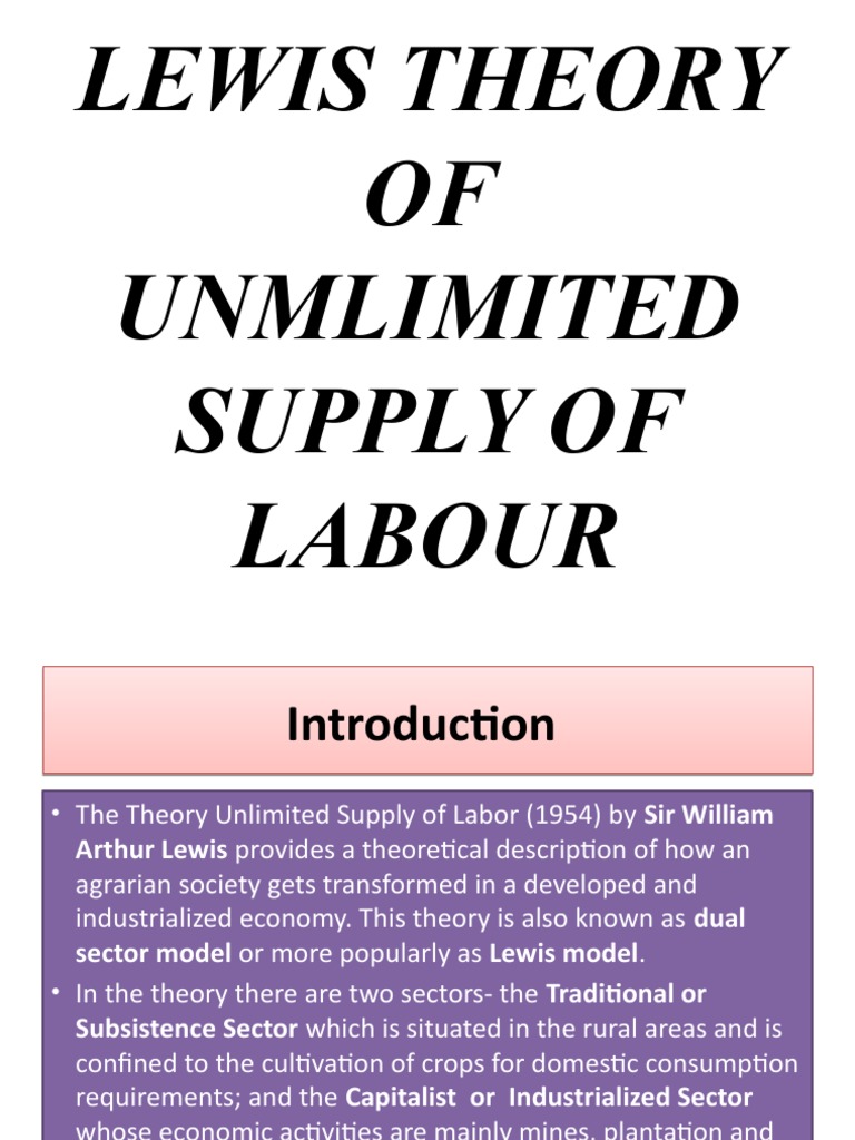Lewis Theory of Unlimited Supply of Labour | PDF | Capitalism | Labour ...