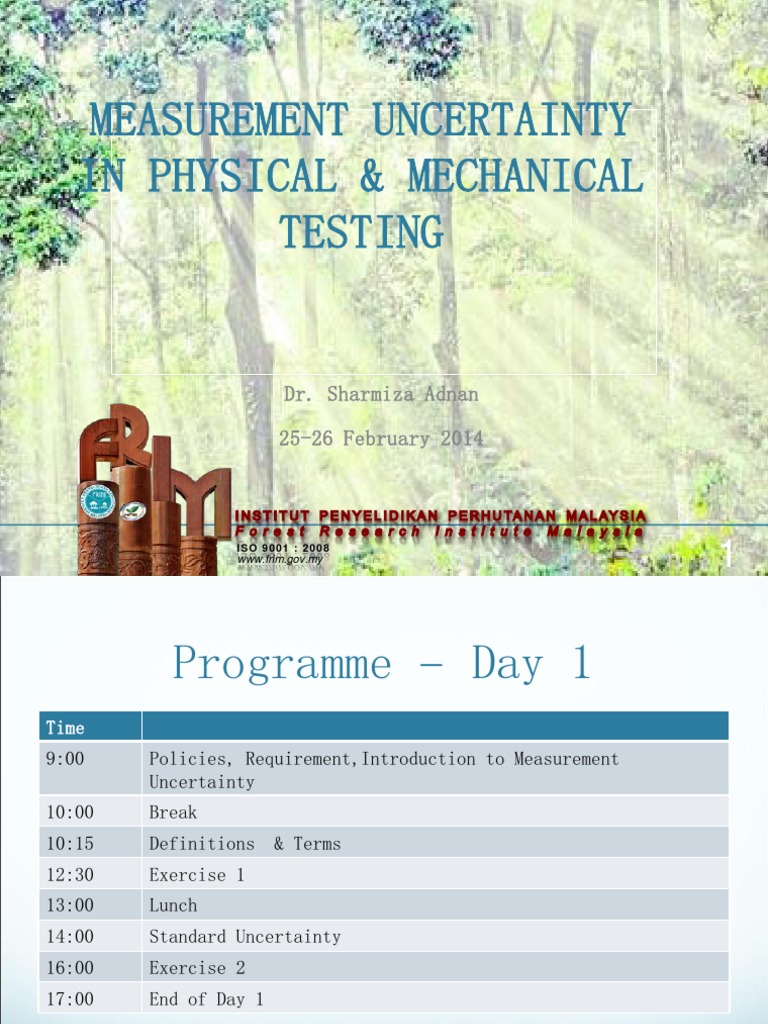 Measurement Uncertainty in Physical & Mechanical Testing: Dr. Sharmiza ...